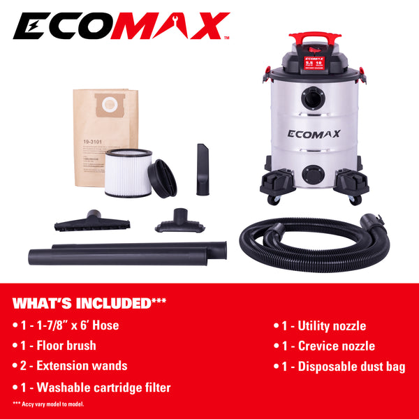 Ecomax 10 Gal 5.5HP Stainless Steel Vac – Alton Industry Limited Group